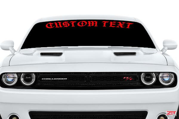 Dodge Challenger Custom Gothic Text Windshield Vinyl Decal – ztr graphicz