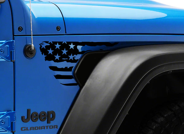 USA Distressed Flag Fender Vent Blackout Decals -Fits Jeep Wrangler JL ...