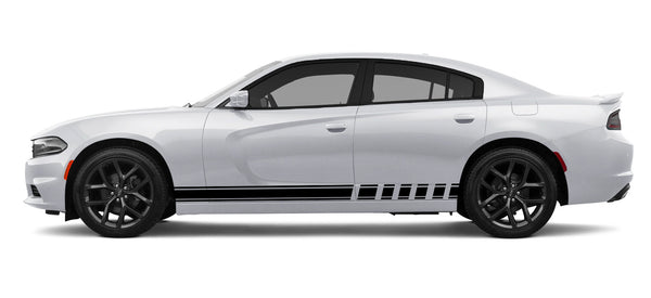 Double Striped Rocker Panel Stripes Vinyl Graphics Kit Fits Dodge Char ...