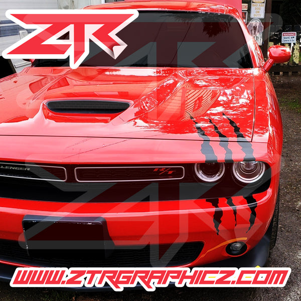Dodge Challenger Large Oversize Headlight Claw Scratch Mark Decal Grap ...